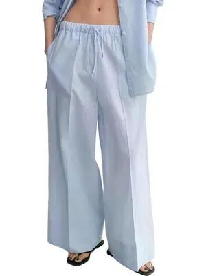 TOTEME Drawstring Palazzo Pants Blue