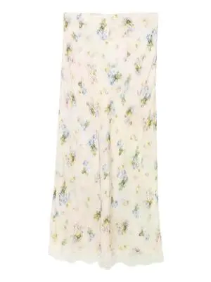 I BLUES Floral-pattern Midi Skirt - Neutrals