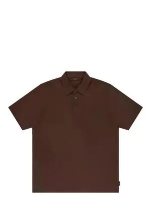 SLOWEAR Button Jersey Polo Shirt - Brown