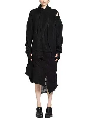 HALOS Cable Knit Cardigan Coat - Black