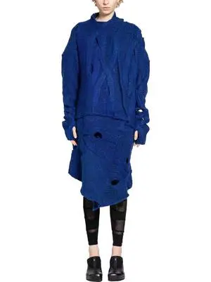 HALOS Cable Knit Cardigan Coat - Blue