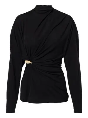 Bottega Veneta Draped Top With Gold Hardware - Black