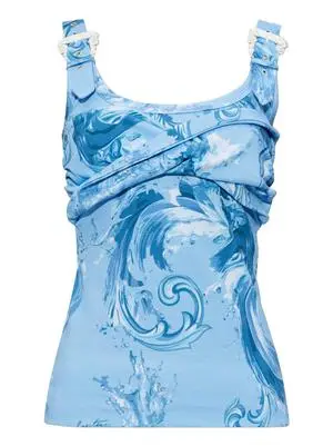 Versace Top With Buckled Straps - Blue