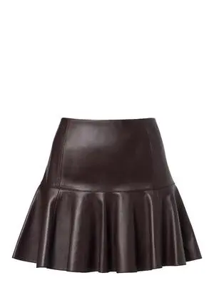 Alaïa Pleated Leather Miniskirt - Brown
