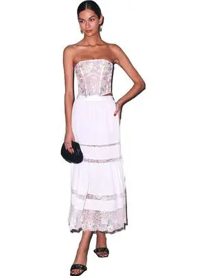 FLEUR DU MAL Juliet Lace Maxi Skirt - Neutral