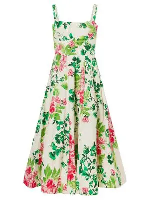 Saloni Sabrina Floral-print Woven Midi Dress - Multi