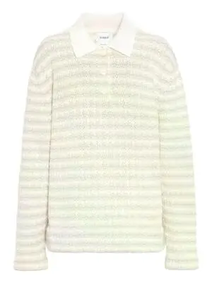 BARRIE Striped Polo Top - Neutrals