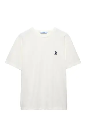 Prada Garment-dyed Jersey T-shirt With Embroidered Logo - White