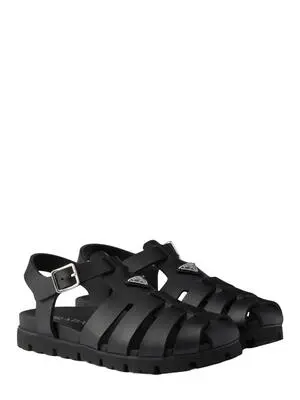 Prada Rubber Fisher Sandals - Black