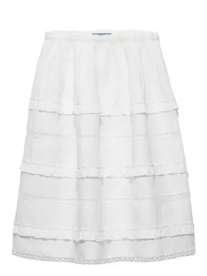 Prada Embroidered Linen Skirt - White