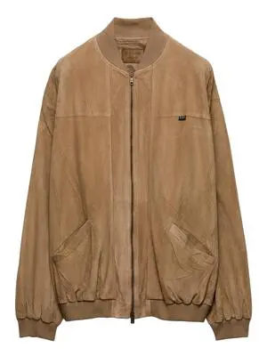 Prada Suede Bomber Jacket - Neutral