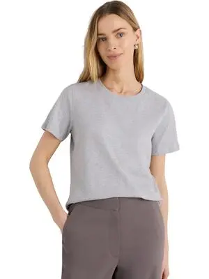 Quince Boxy Crewneck T-shirt In Organic Cotton - Classic Heather Grey