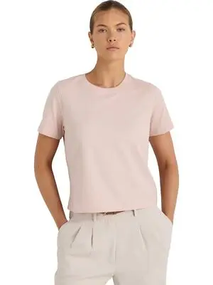 Quince Boxy Crewneck T-Shirt In Organic Cotton Shell Pink