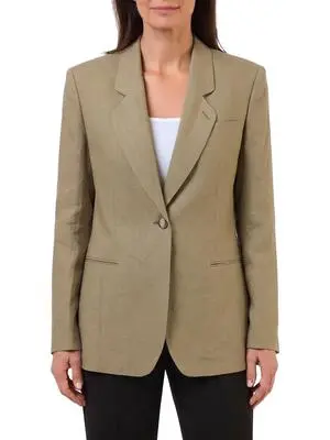 Giorgio Armani Single-breasted Linen Blazer - Grey
