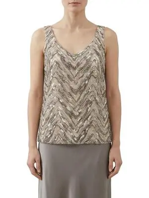 Brunello Cucinelli Silk Top With Embroidered Sequins And Beads - White