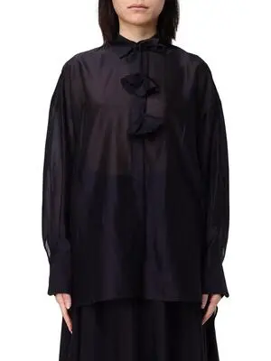 HANITA Sheer Shirt With Embellishments - Black
