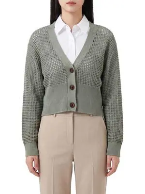 Brunello Cucinelli Brunello Cucinelli Perforated Cotton Cardigan With Sequins Mint