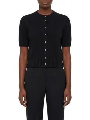 Khaite Short Sleeve Button Cardigan - Black