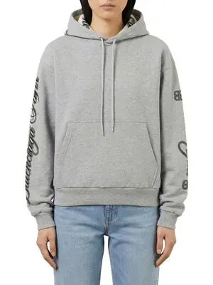Balenciaga Oversized Cotton Hooded Sweatshirt With Logo - Grey