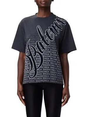 Balenciaga Cotton T-shirt With Logo - Black