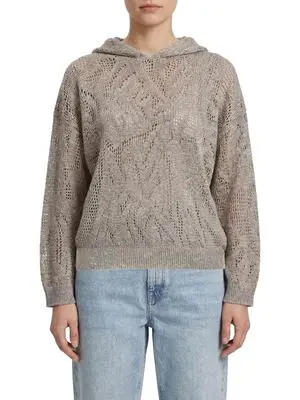 Brunello Cucinelli Brunello Cucinelli Linen And Cotton Knit Hoodie Mud
