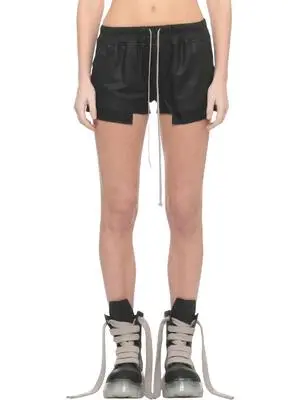 Rick Owens RICK OWENS Leather Drawstring Shorts Black