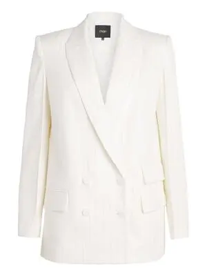 Maje Double-breasted Blazer - White