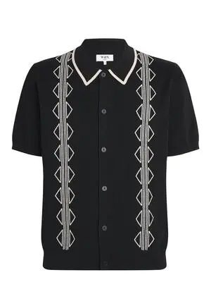 WAX LONDON Cotton-blend Embroidered Tellaro Shirt - Black