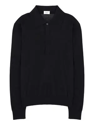 Saint Laurent Polo In Maglia Di Cotone E Seta - Blue