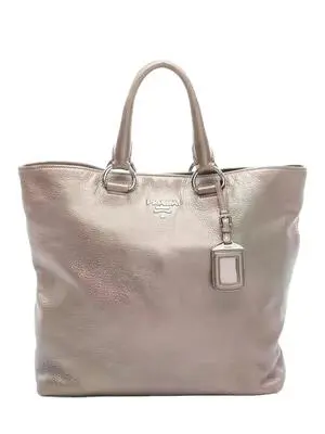 Prada 2000s Leather Tote Bag - Brown