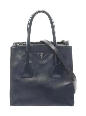 Prada 2000s Leather Tote Bag - Blue