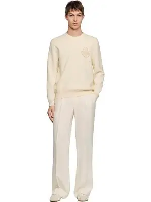 Sandro Crochet Flower Knit Sweatshirt - Ecru