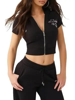 True Religion Crystal Embellished Zip-up Hoodie - Jet Black
