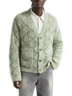 Séfr Abain Wool & Mohair Blend Bouclé Cardigan - Zoysia Field