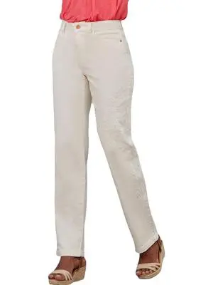 LASCANA Embroidered Straight Leg Jeans - White