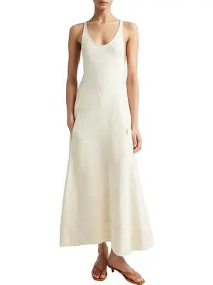 TOTEME Sculpted Cotton Sablé Dress - Ecru