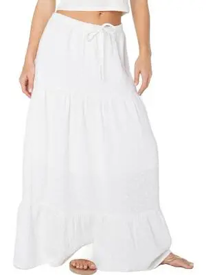 Roxy Tiered Cotton Maxi Skirt - Cloud Dancer