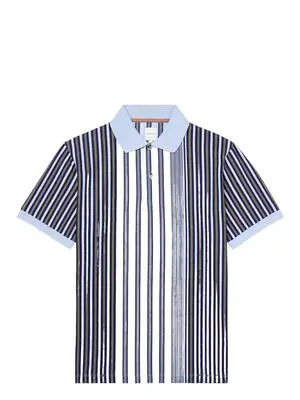 Paul Smith Striped Knitted Cotton Polo Shirt - Blue