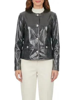 Gorski Genuine Metis Suede Python Printed Jacket - Anthracite