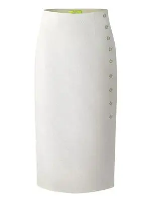Shanghai Tang Floral Print Skirt With Buttons - Neutrals
