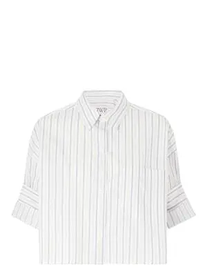 TWP Striped Cropped Cotton-Poplin Shirt Multi