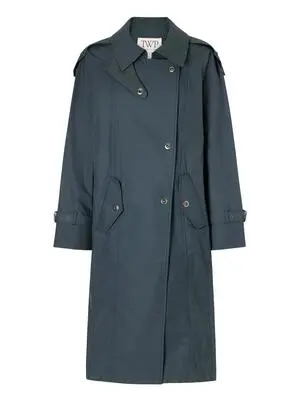 TWP Long Cotton-blend Canvas Trench Coat - Blue