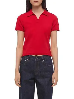 Helmut Lang Ribbed Polo Top - Red