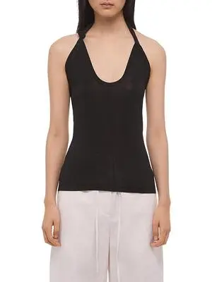 Helmut Lang Halter Neck Twist Dancer Top - Black
