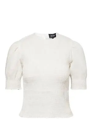ME+EM Smocked Cotton-poplin Blouse - Soft White