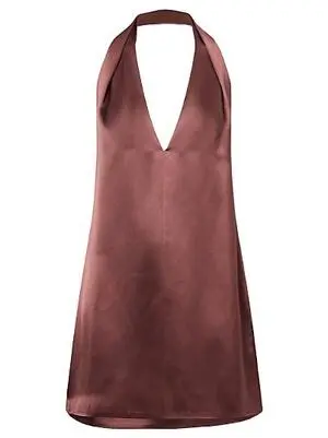 Shona Joy Savanna Halter-neck Stine Mini Dress - Coffee
