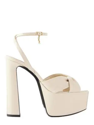Saint Laurent Franciane Leather Sandals - Neutrals