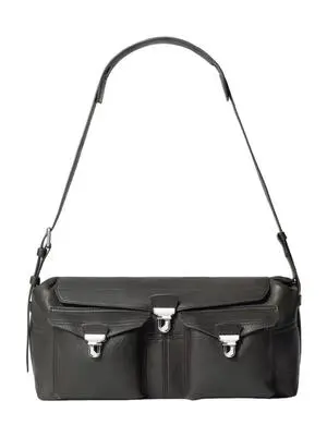 LEMAIRE Flap Metal-Clip Leather Shoulder Bag Grey