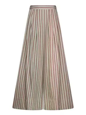 Liu Jo Striped Pleated Wide Leg Trousers - Green