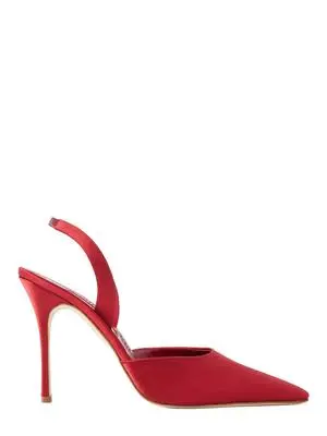 Manolo Blahnik Borelapla 105 Satin Slingback Pumps - Red